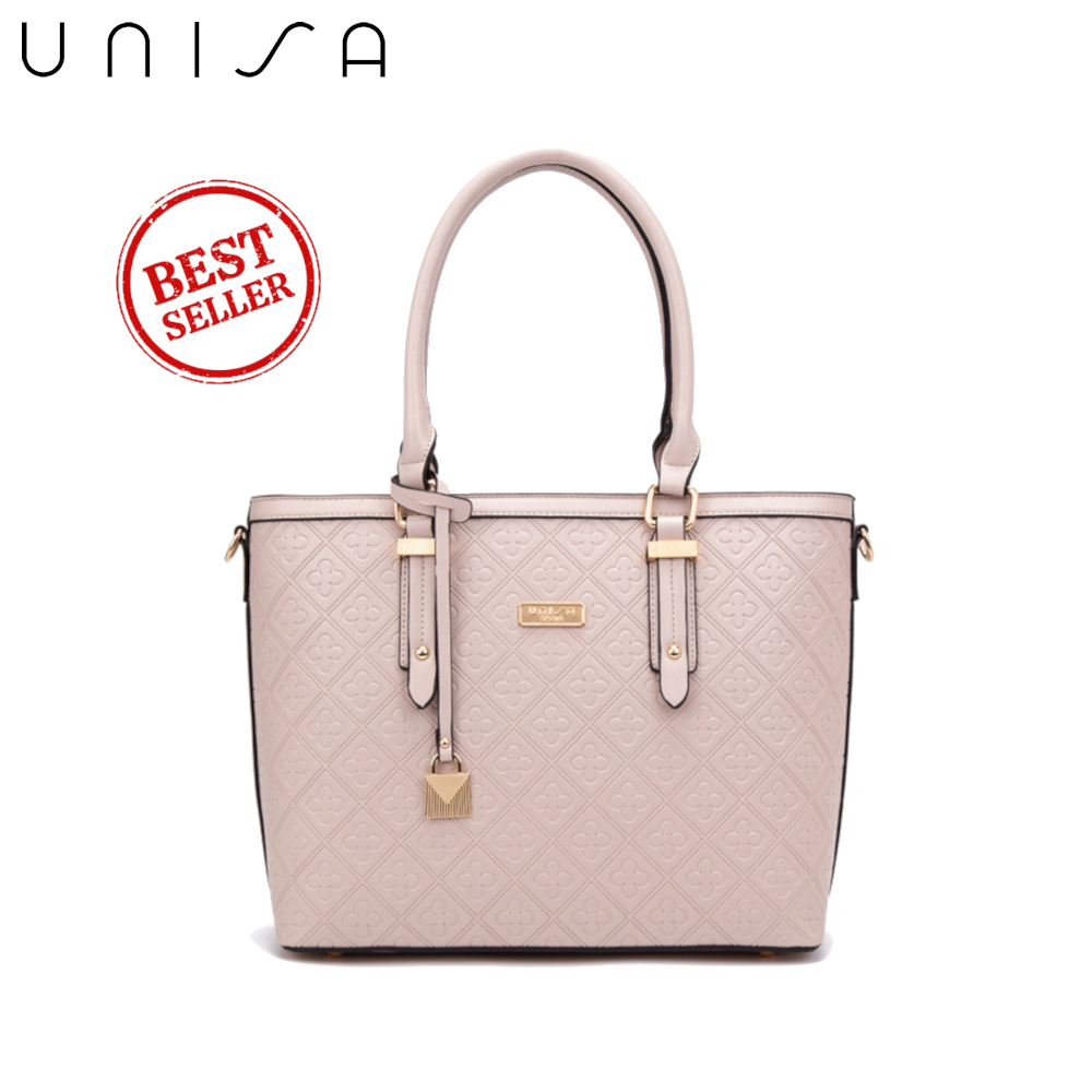 UNISA Debossed Convertible Tote Bag (Beige/Black/Khaki/Maroon) | Shopee ...