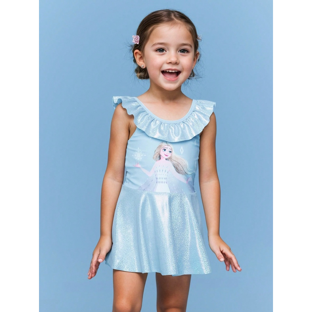 Disney Elsa Girls One-Piece Swimsuit With Swim Cap | Shopee Philippines