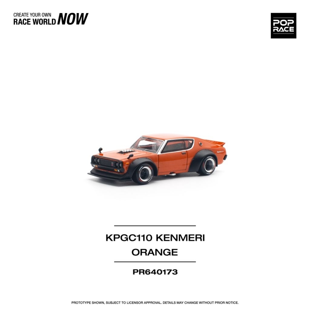 1/64 Pop Race 173 Nissan Skyline KPGC110 V8 Drift Kenmeri (Orange ...