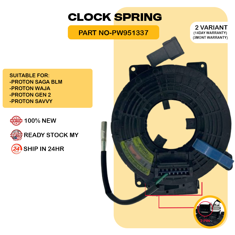 Clock Spring Horn Coil 1 Way Proton Saga BLM / Waja / Gen2 / Savvy Have ...