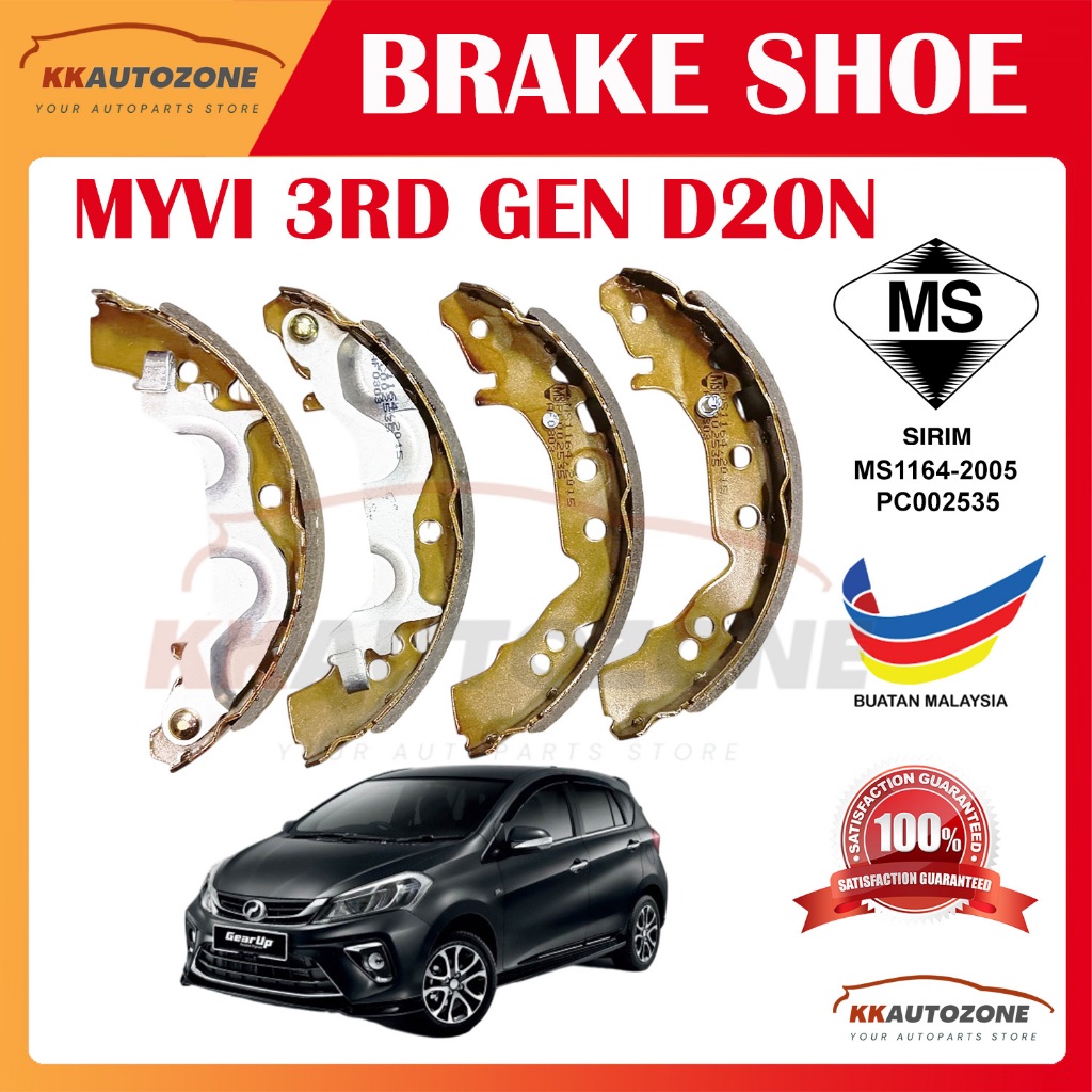 SIRIM CERTIFIED MYVI 3RD GEN D20N BRAKE SHOE (4PCS) | Shopee Philippines