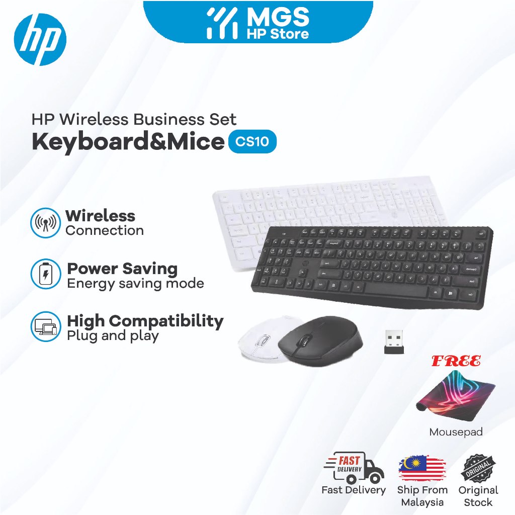 HP CS10 Keyboard 2.4Ghz Wireless Keyboard Wireless Mouse Set Combo ...