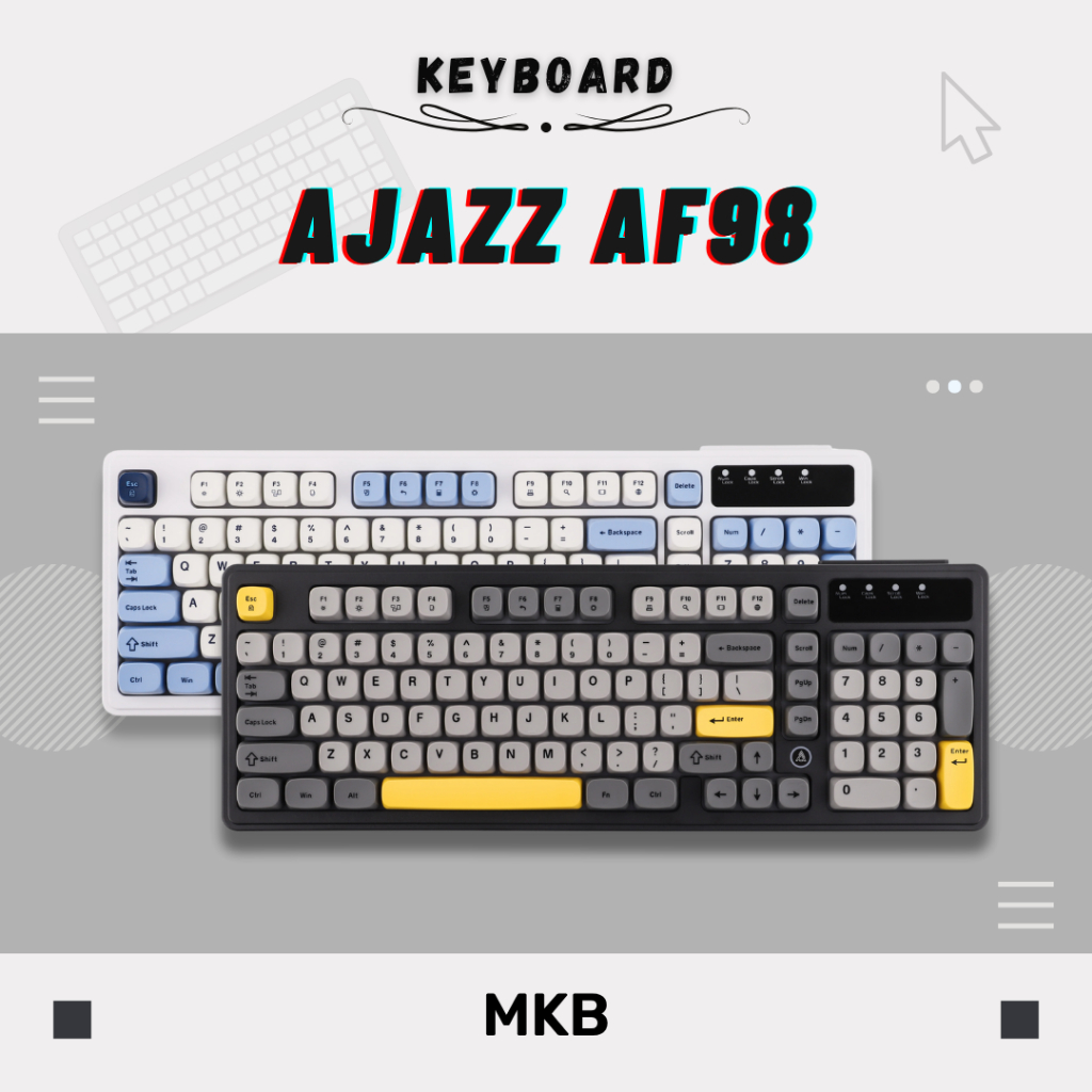 Ajazz AF98 Wired Connection Programmable RGB Membrane Ergonomic Design ...