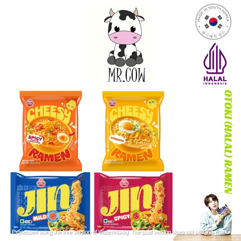 Halal Otoki Cheesy Spicy Cheese Jin MILD Jin Spicy Ramen (110g x 5 pack ...