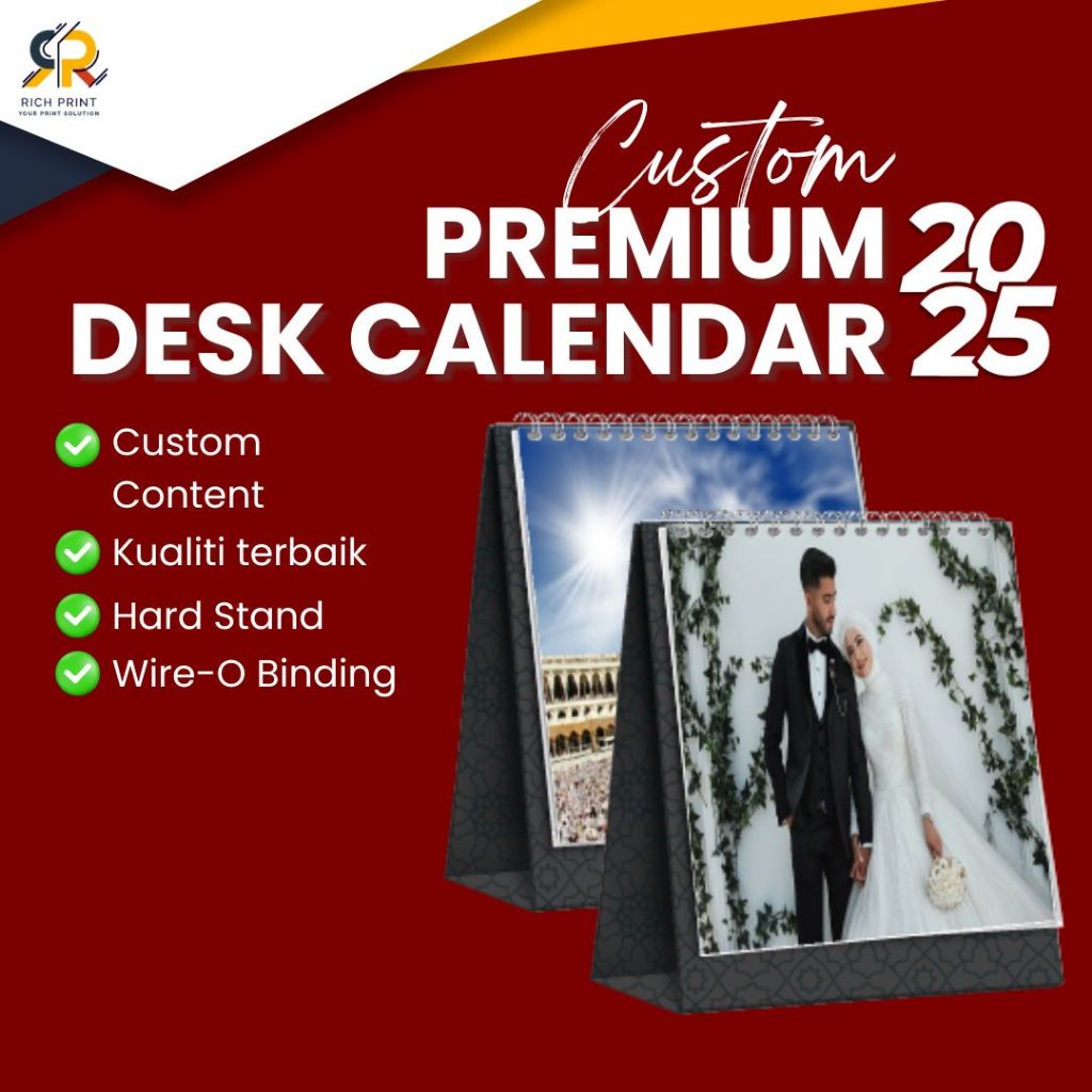 Kalender Meja Custom Premium Desk Calendar 2025 with Custom or Islamic ...