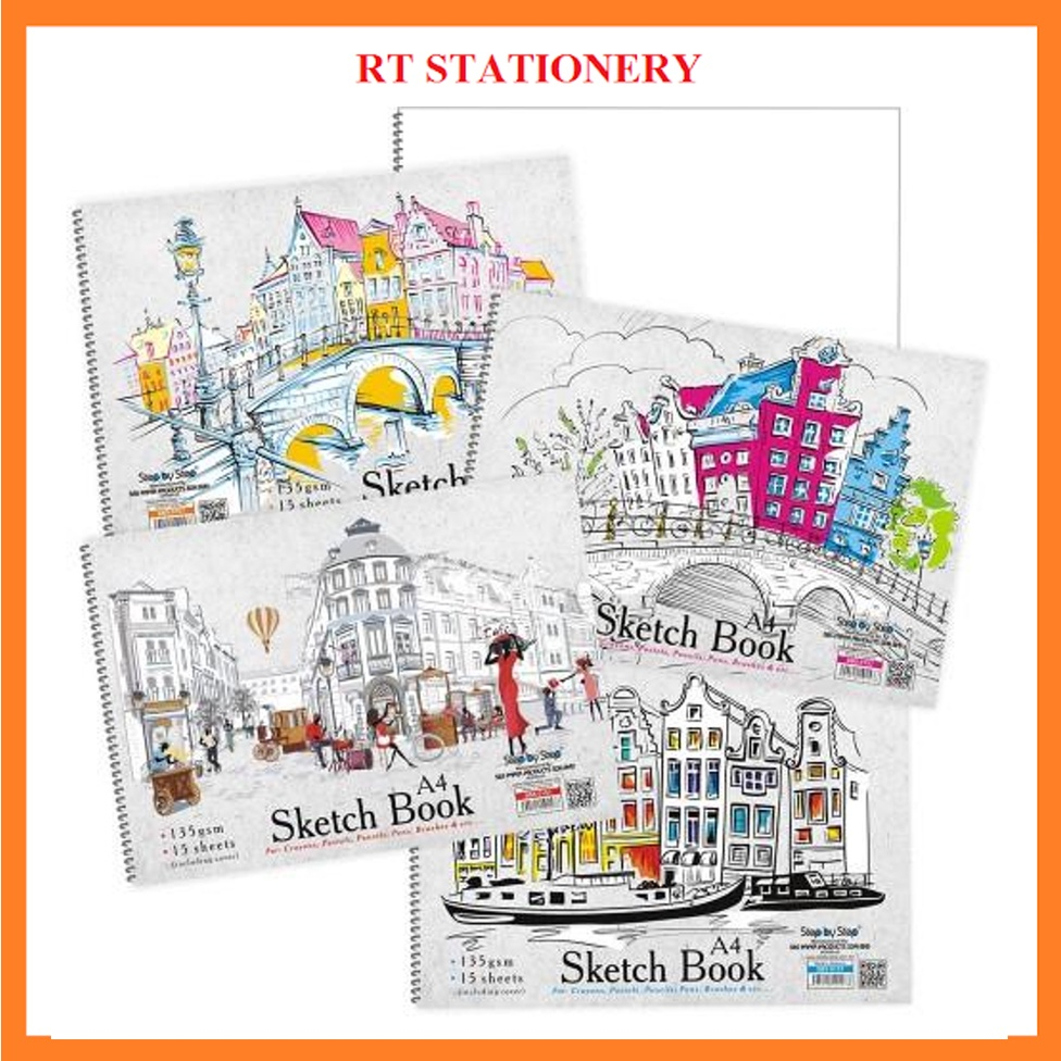 Step by Step Sketch Book 135gsm 15 Sheets including cover A4 size 210MM ...