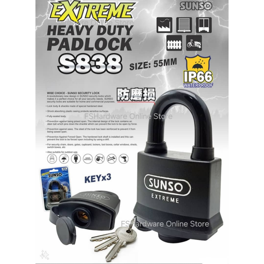 Sunso 55mm H/Duty Black IP66 Waterproof PVC Coated Fully Seal Hardened ...