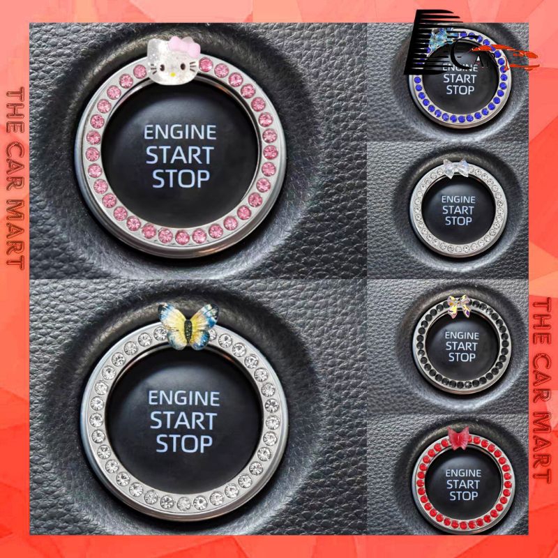 Car Diamond Single Ring Engine Start Button Unique Design Pust Start ...
