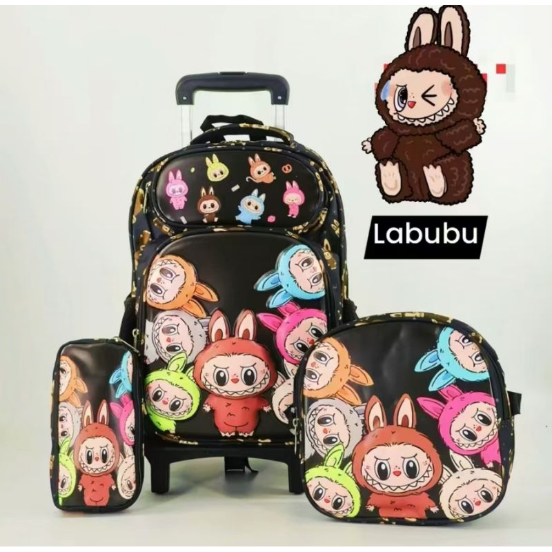 LABUBU 3in1 school bag(pencil box,lunch box bag,back bag,and 6roll ...