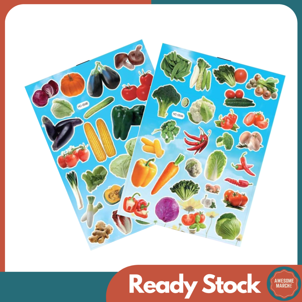 B5 Removeable PVC Sticker Vegetable Sayur-sayuran Craft Material ...