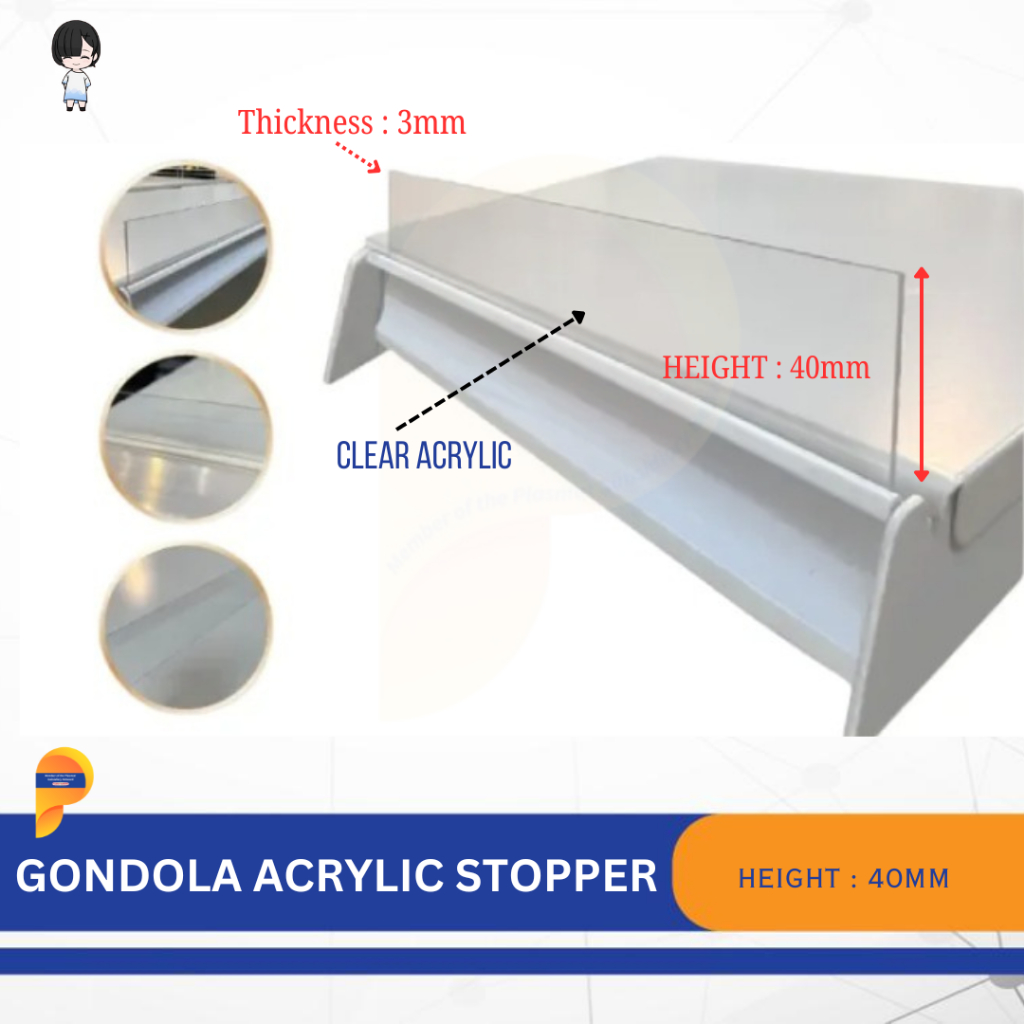 3mm Acrylic Transparent Clear Stopper for Gondola Rack H 40mm | Shopee ...