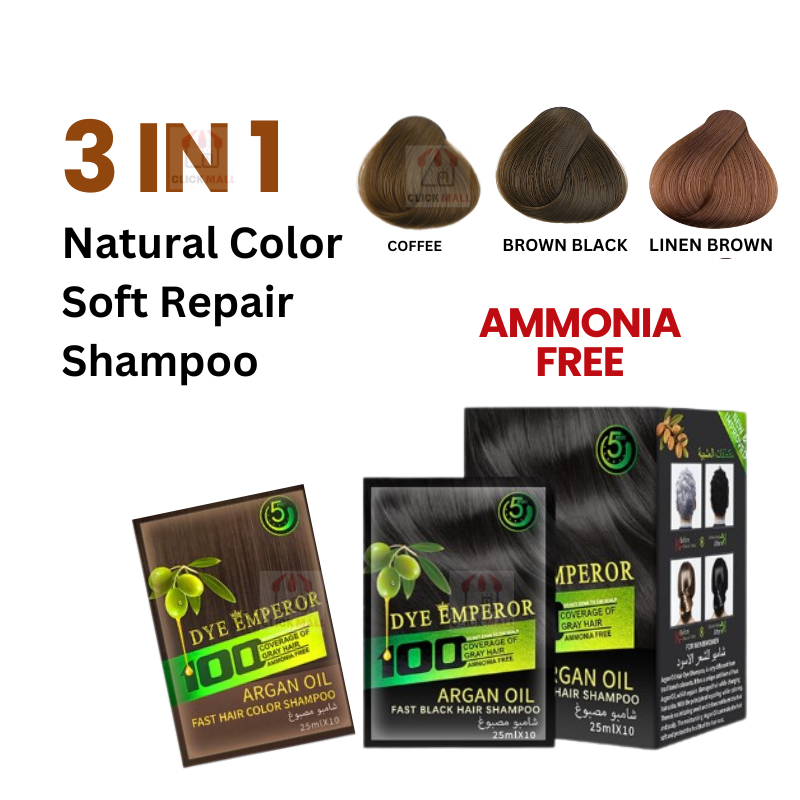 3 In 1 Hair Color Shampoo Pack For Coverage Gray Hair Argan Oil ...