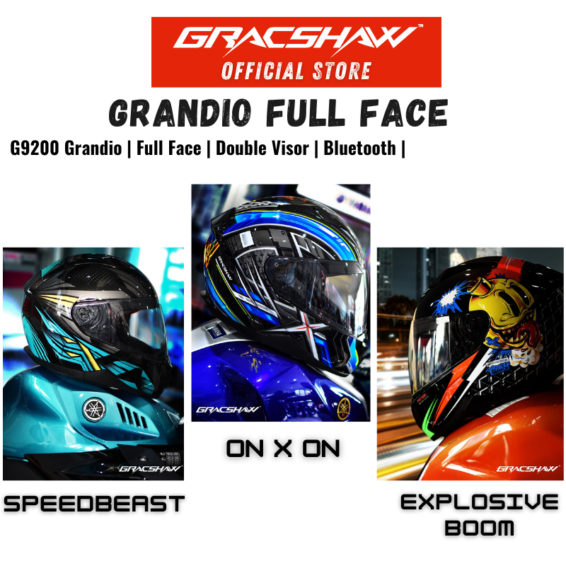OFFER- GRACSHAW FULL FACE DOUBLE VISOR HELMET GRANDIO G9200 REPLICA DUR ...