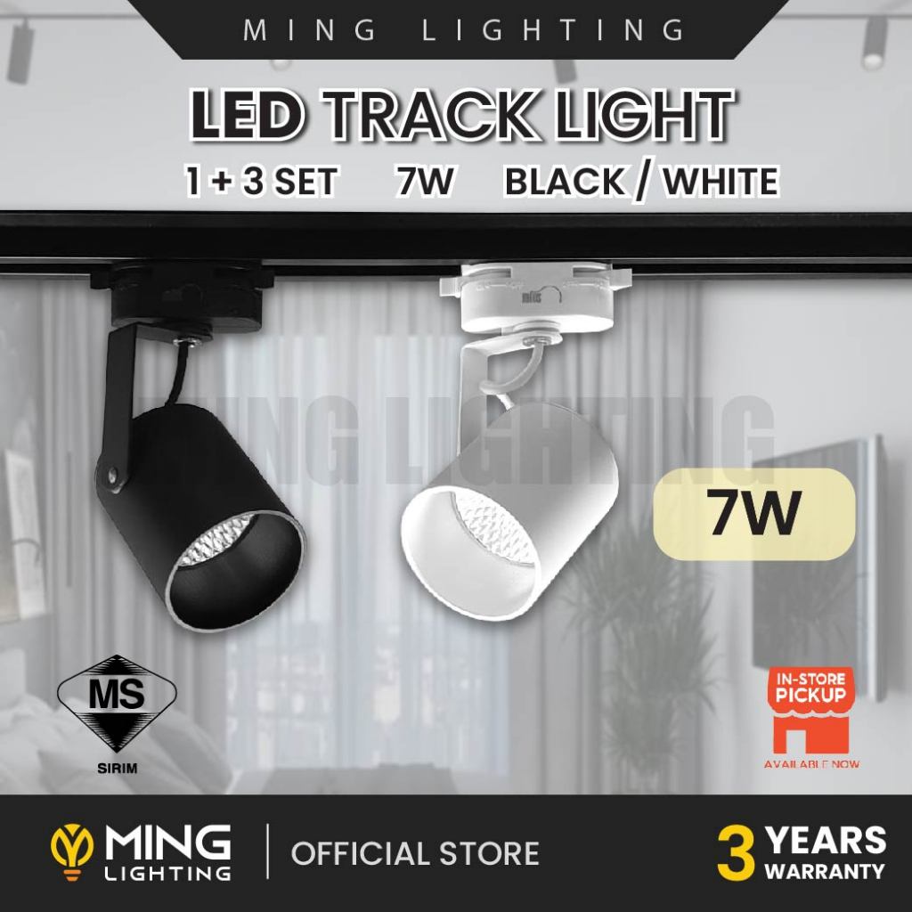 LED Track Light 7W 1+3 Complete Set COB Spotlight Ceiling Lighting ...