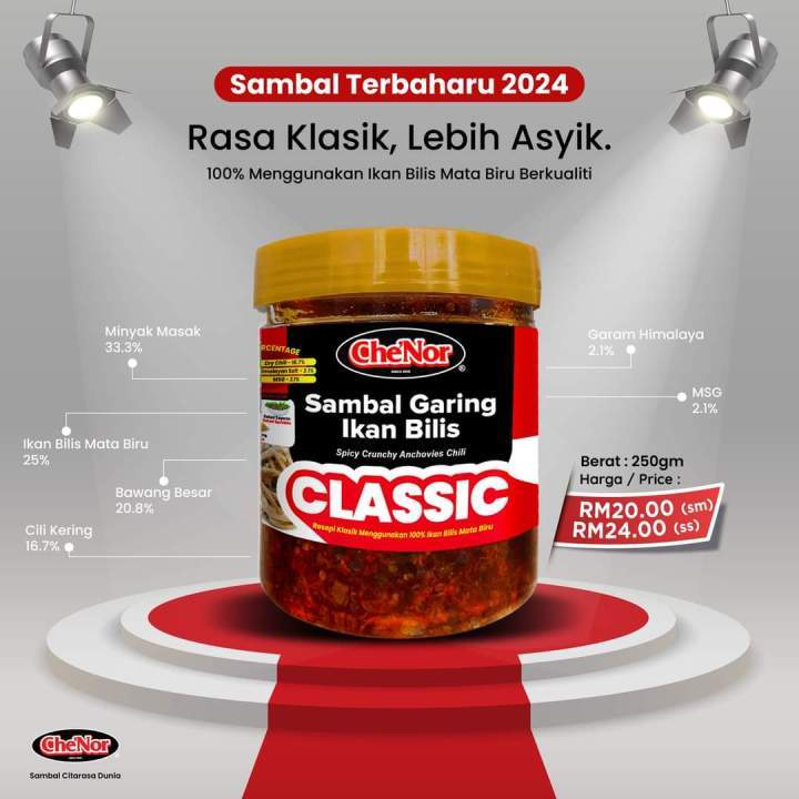 Sambal Bilis Garing Che Nor Classic 250g | Shopee Philippines