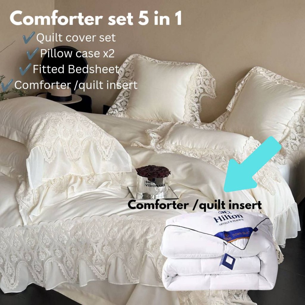 Lacey Bridal Embroidery comforter set quilt cover | Shopee Philippines