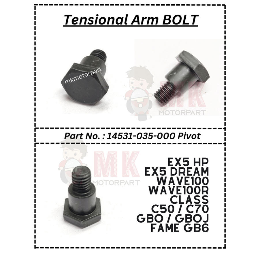 TENSIONER ARM BOLT SCREW Honda Ex5 Dream Wave100 Wave100R GBO GBOJ C70 Fame Pivot Chain Cam ...