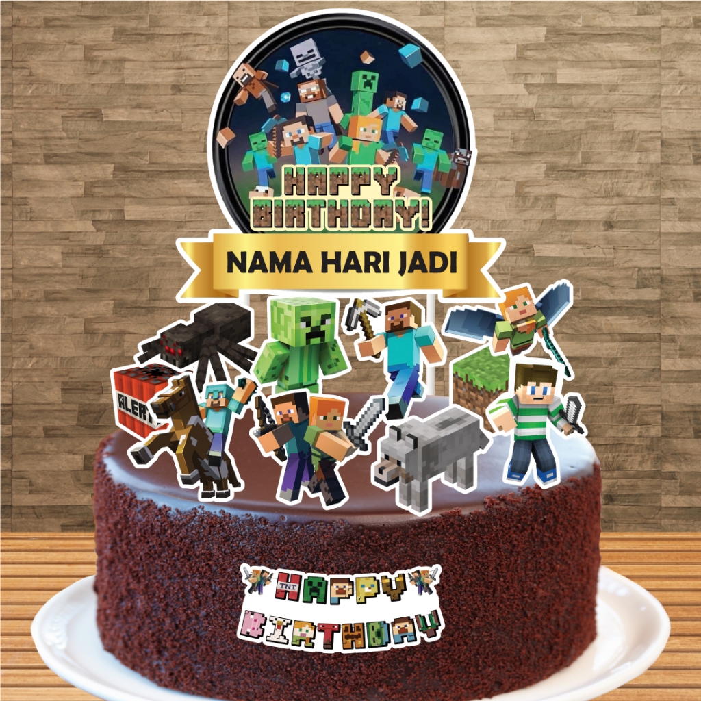 Minecraft Cake & Cupcake Topper Decoration Birthday Party, Hari Jadi ...