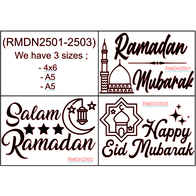 STICKER RAMADAN MUBARAK EID MUBARAK SALAM RAMADAN PUASA FASTING - [ 4X6 ...