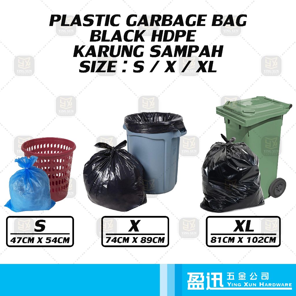 Garbage Bags Heavy Duty Hitam Light Duty Biru Plastik Karung Sampah ...