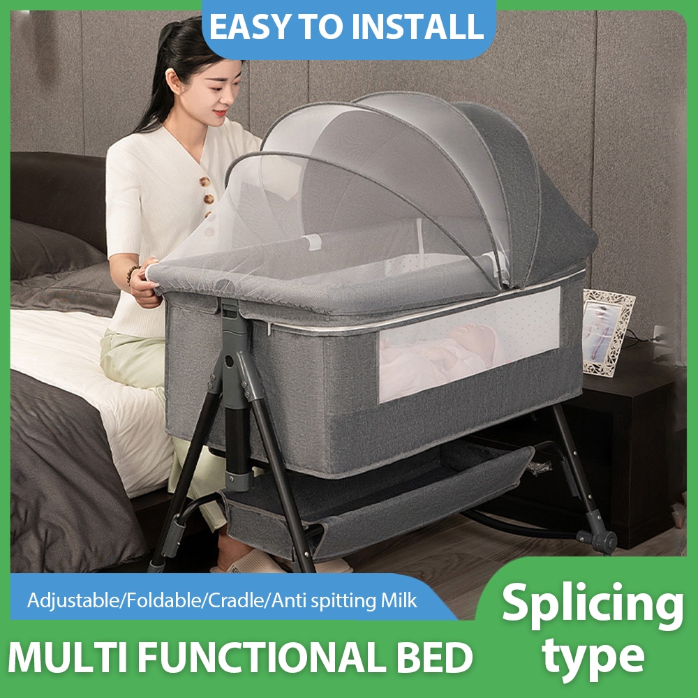 5IN1 Height Adjustable Portable Baby Crib foldable baby Cot Newborn ...