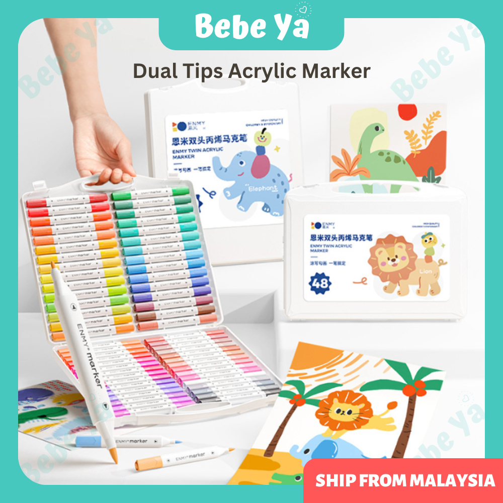 Enmy Dual Tips Acrylic Marker - Washable Marker Pen Arcylic Marker ...