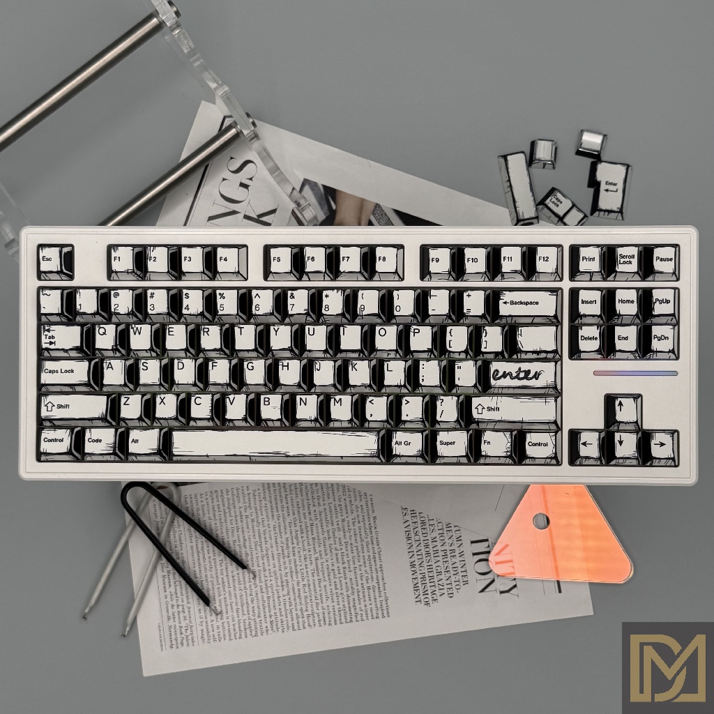 Comic White Keycap PBT Cherry Dye Sub Keycaps 141pcs For Mechanical ...