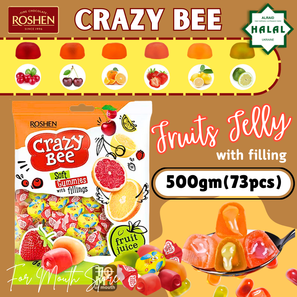 500gm ROSHEN Crazy Bee Jelly Candy Gula-Gula Viral Gummy Halal Candy ...