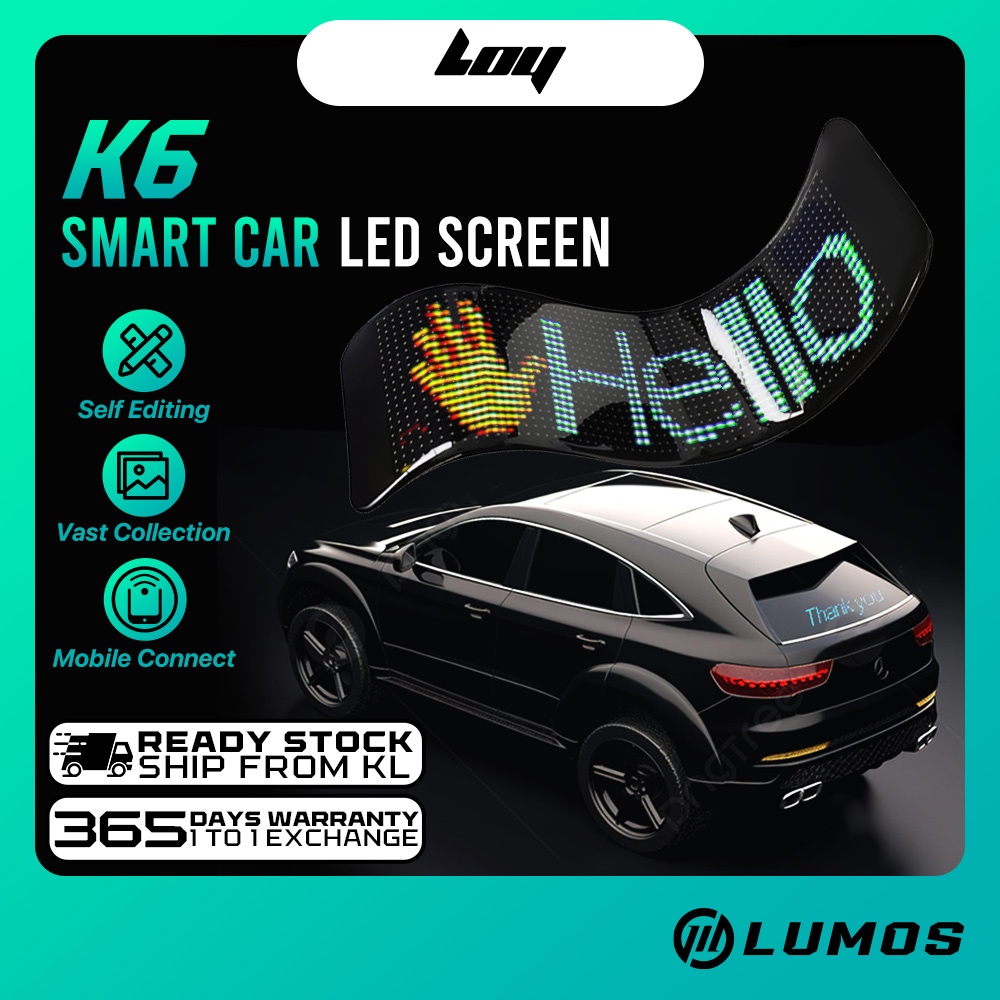 LOY K6 RGB Smart LED Pixel Car Screen Animation DIY Programmable ...