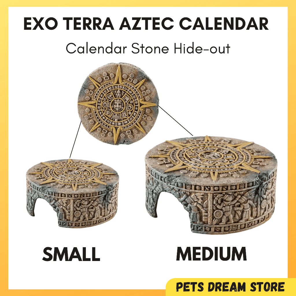 Exo Terra Aztec Calendar Stone Hide Out S/M Size Reptile Hiding Cave ...