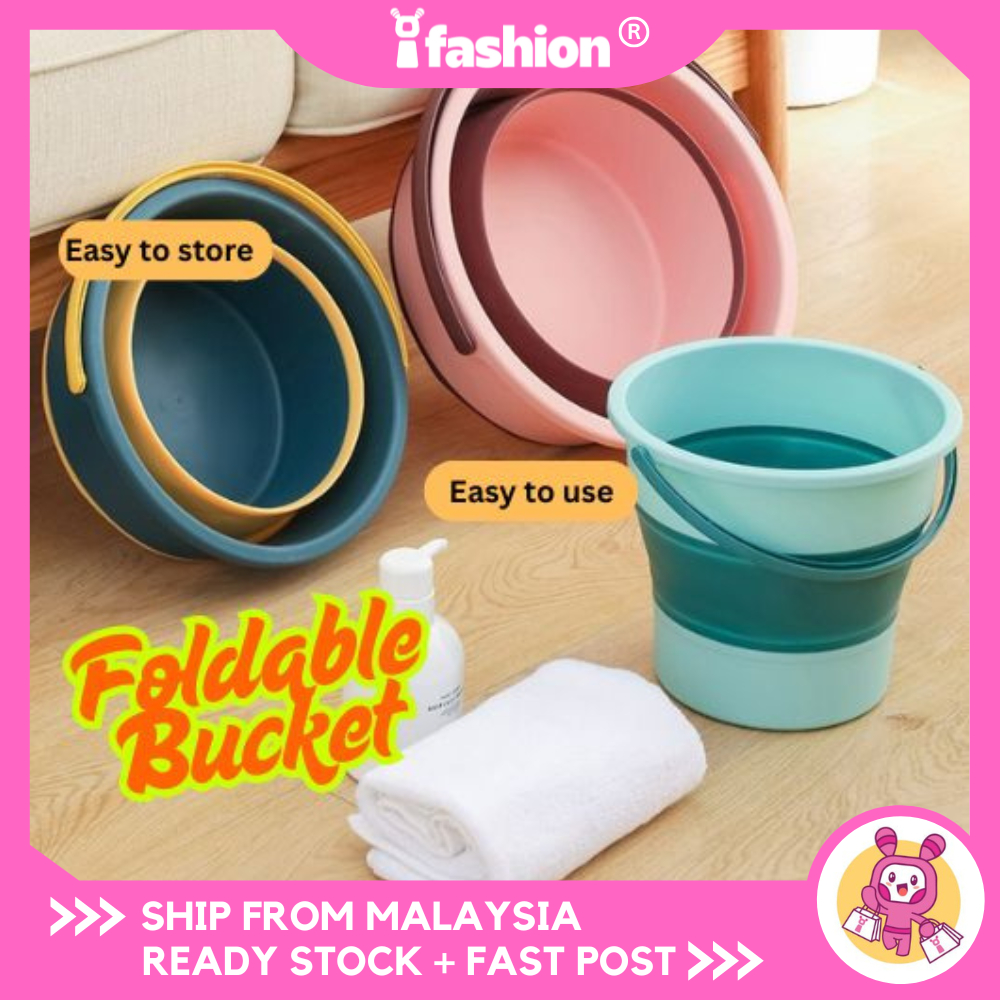 iFASHION 2106 Foldable Collapsible Bucket Pail Water Washing Cleaning ...