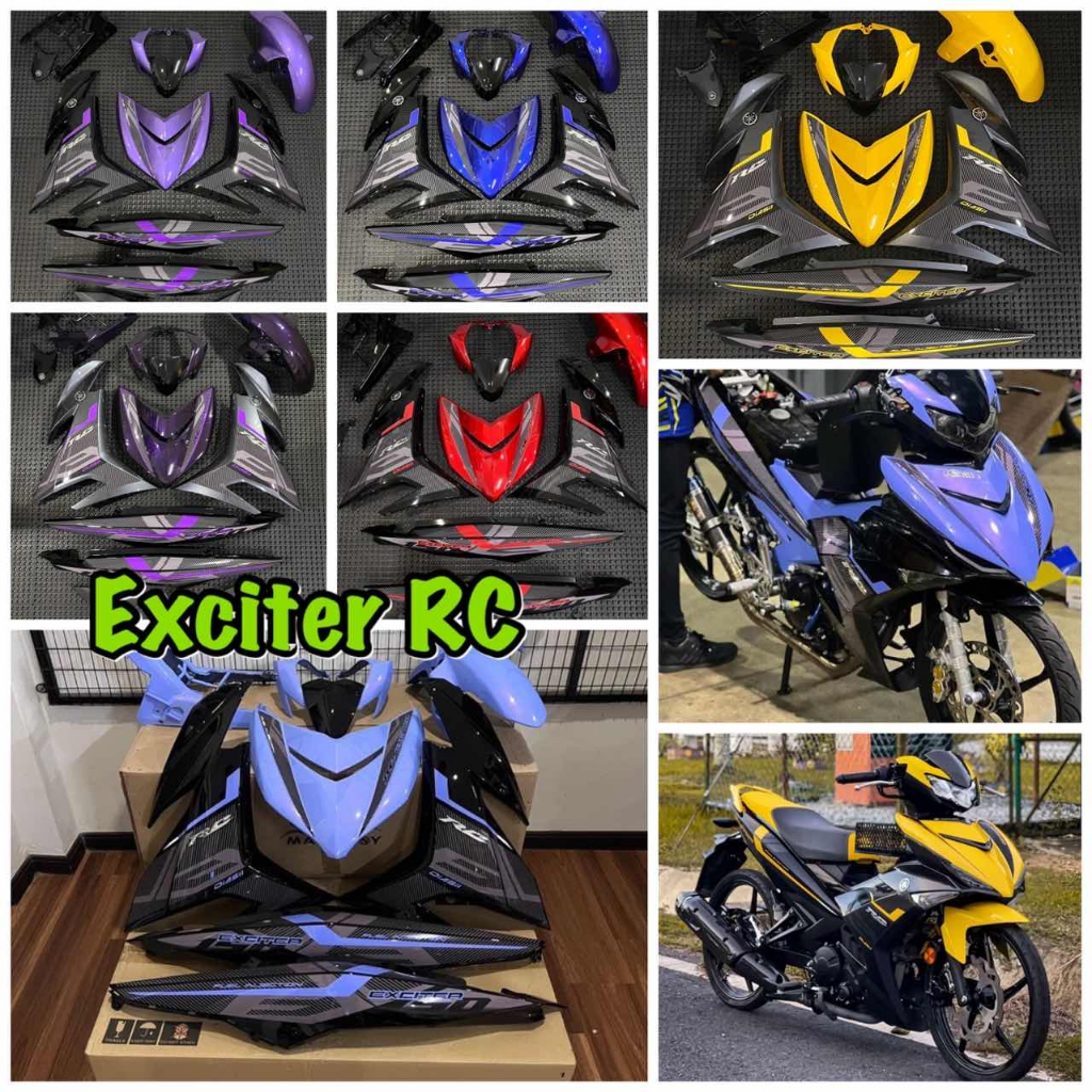 Y15 V1 V2 EXCITER RC MERAH HITAM COVER SET TAMPAL SIAP STICKER EXCITER ...