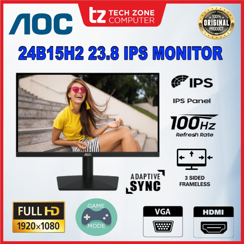 AOC 24B15H2 23.8" IPS Full HD(1920 x 1080) 100hz Refresh Rate Adaptive ...
