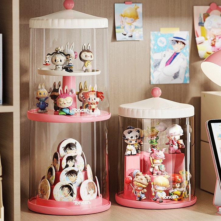 NEW Transparent Rotating Labubu BabyCry Doll Toys Figure Display Box ...