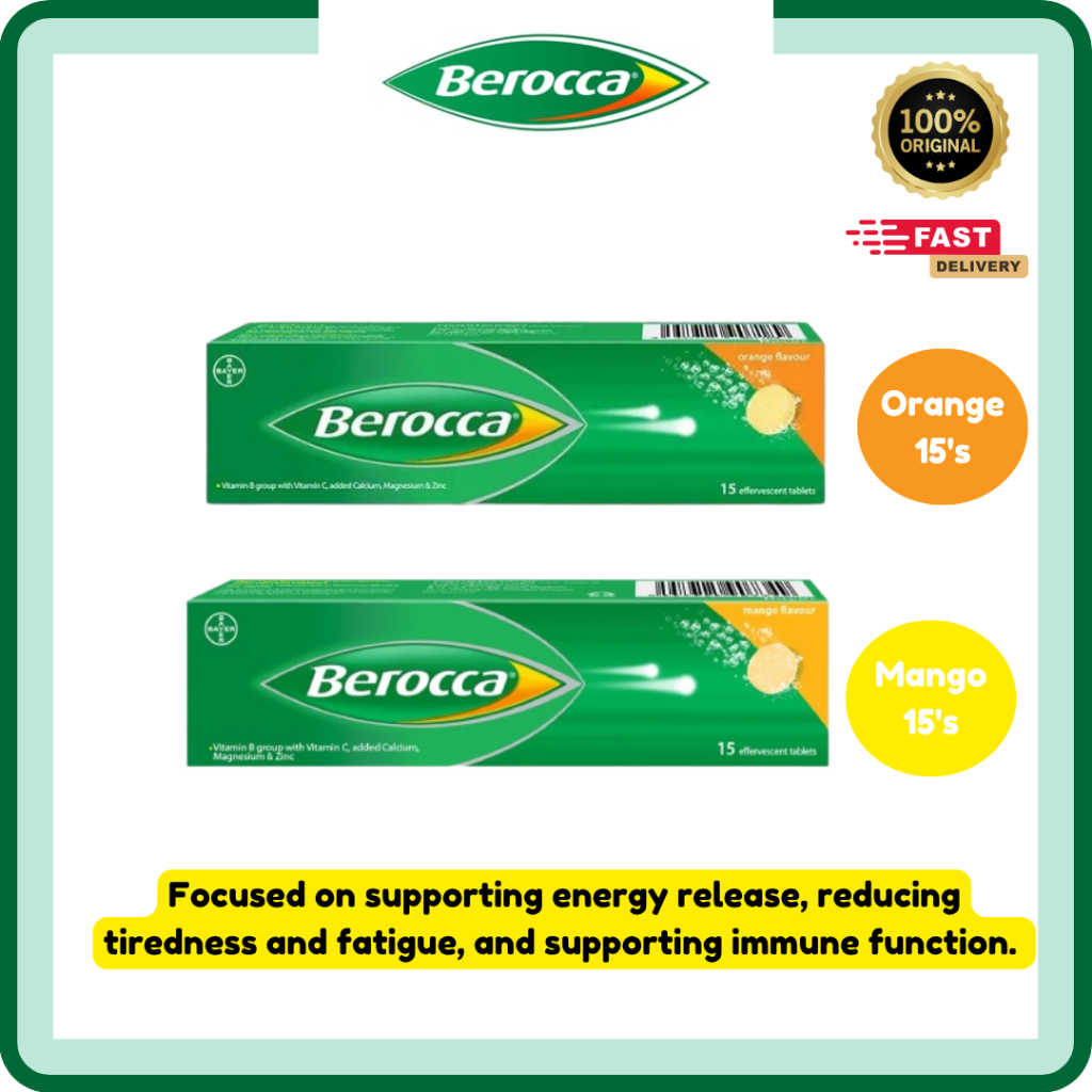 Berocca Effervescent Tablets Orange/ Mango (15's) EXP:07/28&04/27 ...
