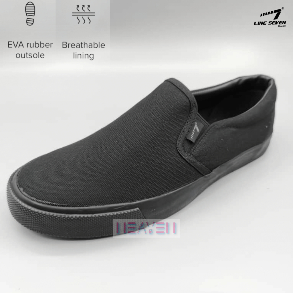 Line7 School Shoes Black Slip On-6617 [EVA RUBBER SOLE] | Shopee ...