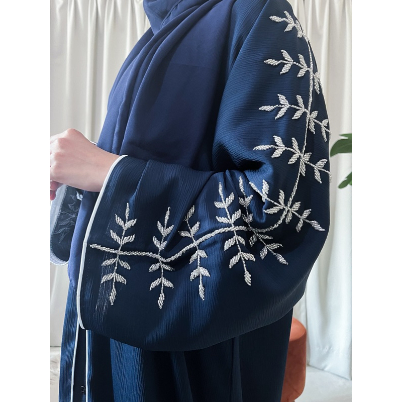 Rawda Abaya Dark Blue (Manik fully jahit) | Shopee Philippines