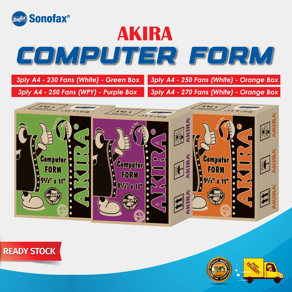AKIRA Computer Form 3 Ply A4 - NCR BCF Black Image (9.5" x 11 ...