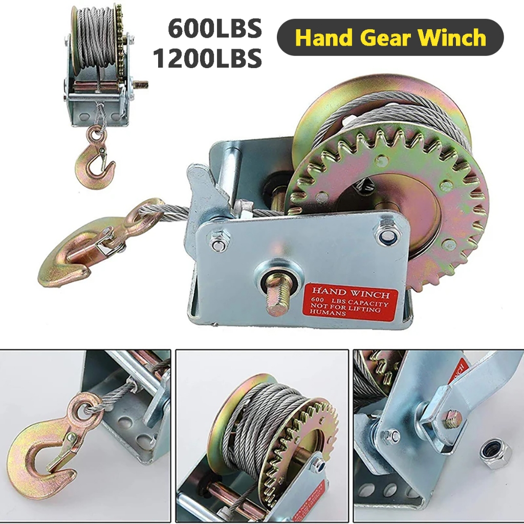 Hand Gear Winch 600LBS/1200LBS Winch With 7 Meter 4mm Diameter Steel ...