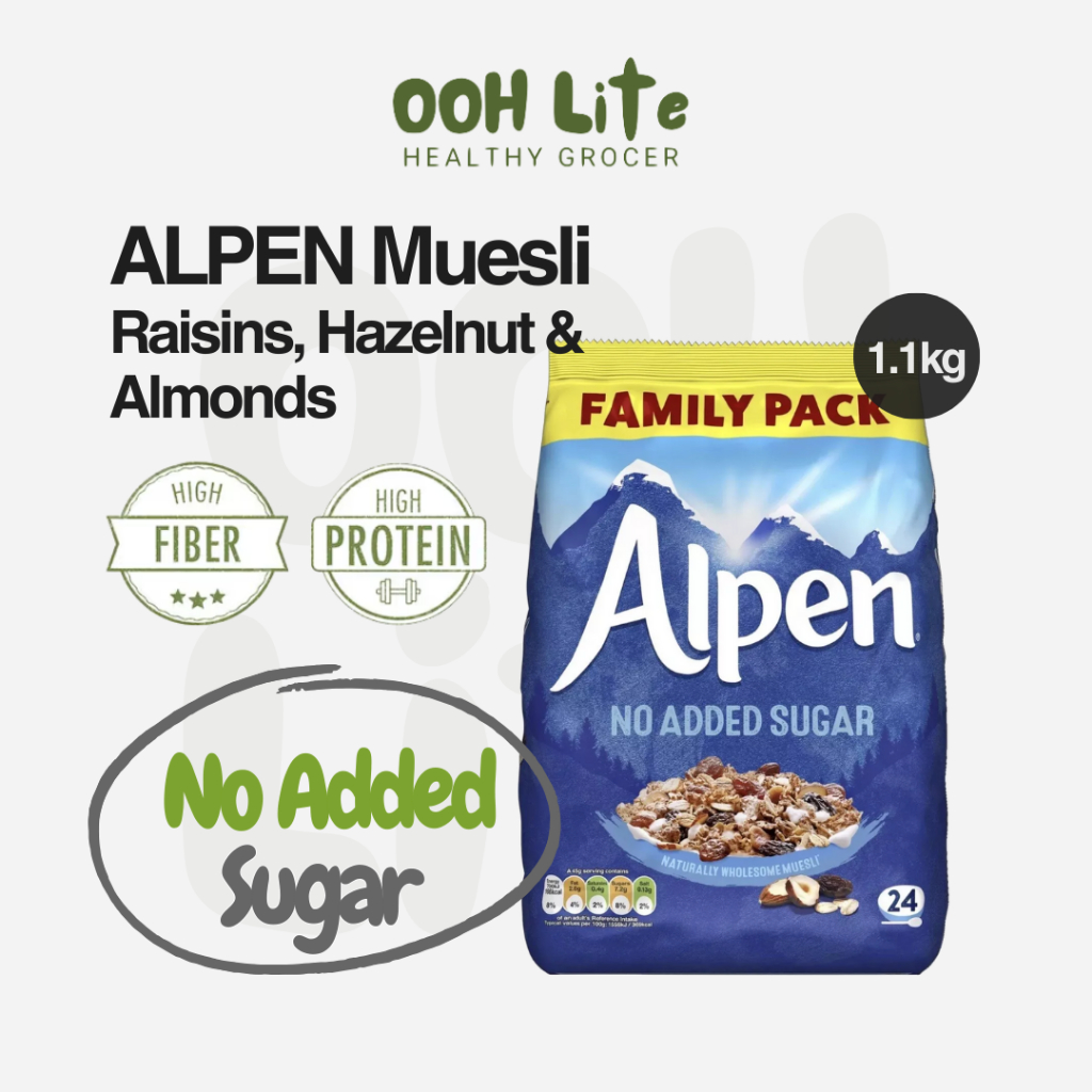 ALPEN Muesli No Added Sugar 1.1kg - Natural, High Protein, Fibre, Low ...