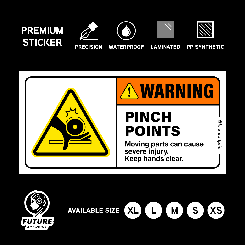 Pinch Points. Safety Sticker. Warning Caution Danger Sign Label Hazard ...