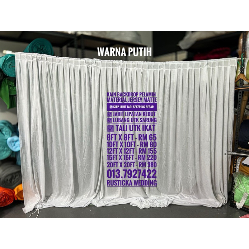 Page 1 Large Piece Wedding Curtain Kain Backdrop Pelamin Jersey Matte ...