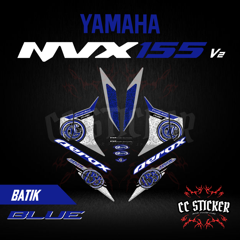 YAMAHA AEROX/NVX 155 V2 MOTOR STICKER STRIPE BATIK EDITION DESIGN ...