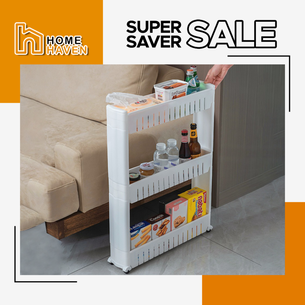 HOME HAVEN Slim Kitchen Slide Rack 3/4 Tiers Space Saver Slim Slide ...