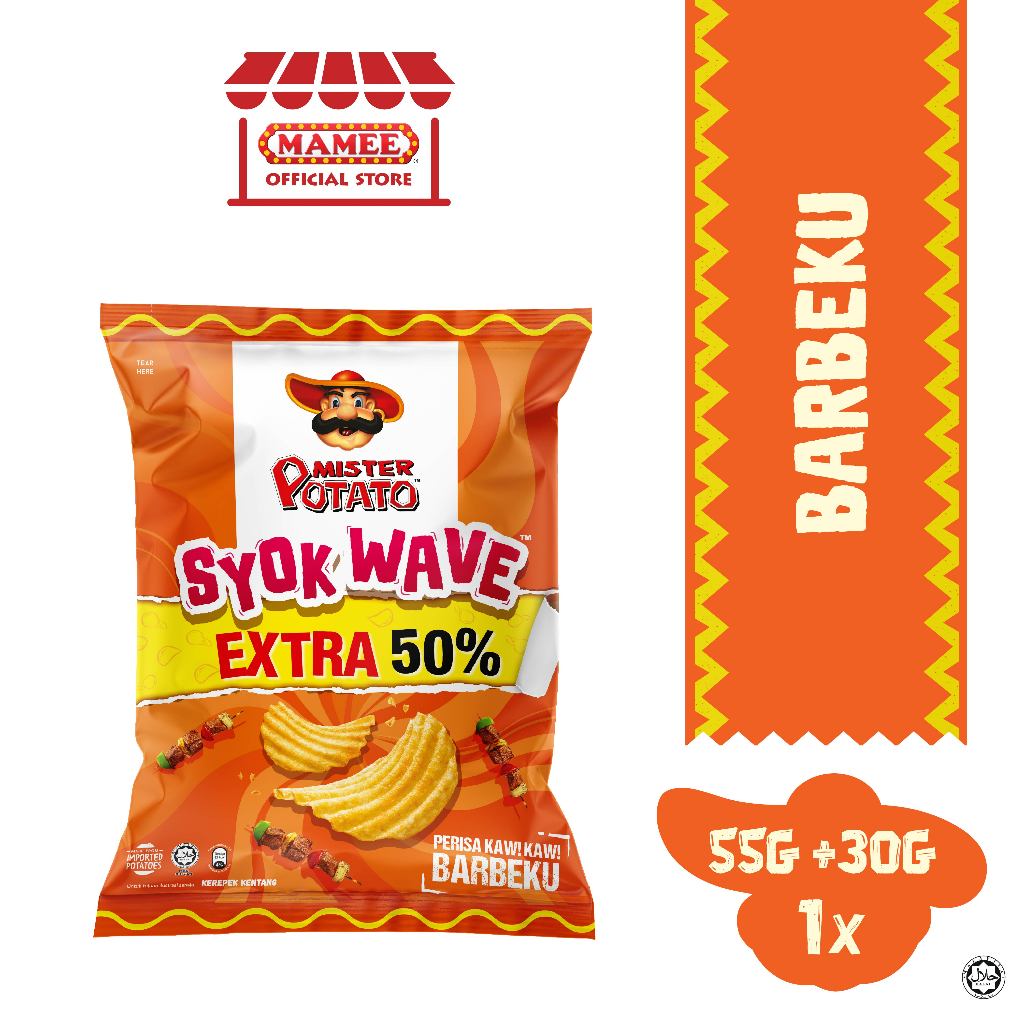 Mister Potato Syok Wave - BBQ (55g x 1 Pack) [Extra 30g] | Shopee ...