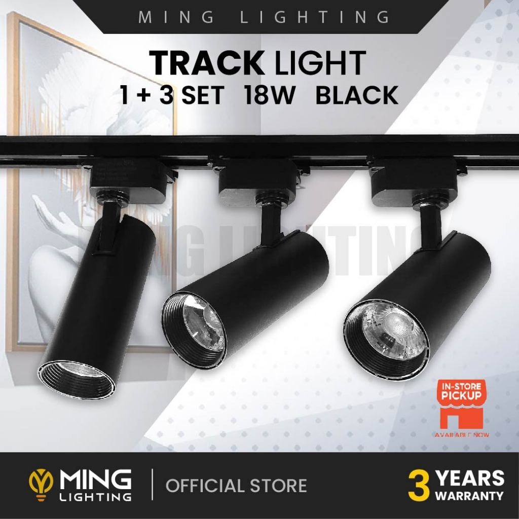 LED Track Light 18W 1+3 Complete Set COB Spotlight Ceiling Lighting ...