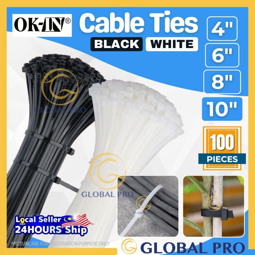 OK-IN 100PCS Multipurpose Nylon Cable Tie Cable Management Cable Tie ...