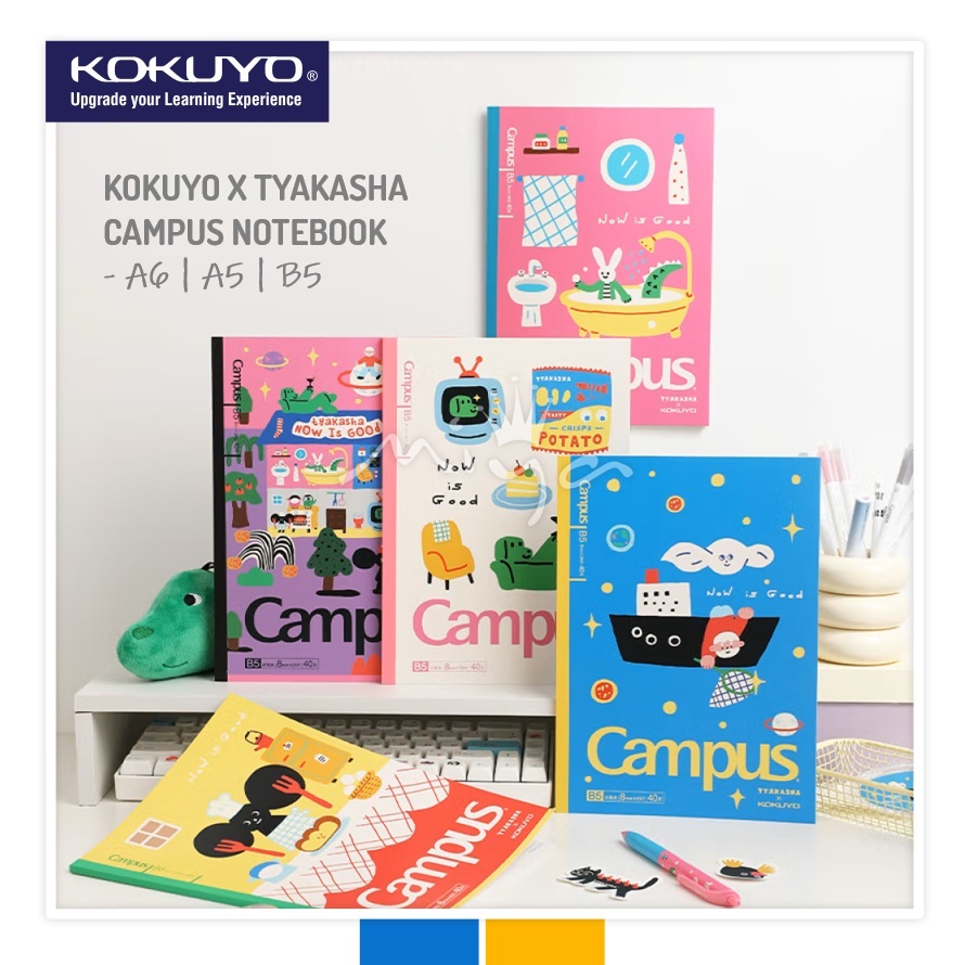 KOKUYO X TYAKASHA CAMPUS NOTEBOOK - A6(8MM LINE) / A5(8MM DOTTED LINE) / B5(8MM DOTTED LINE ...