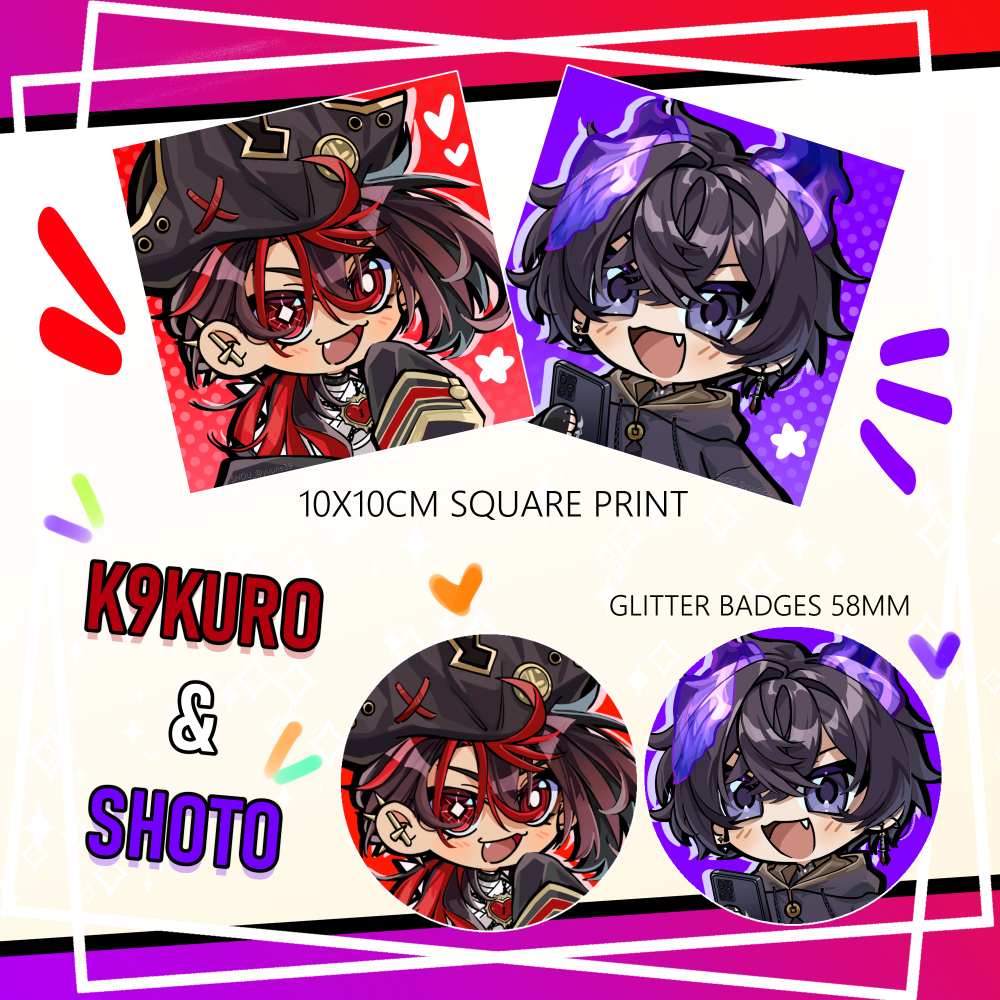 Vtuber K9KURO & SHOTO Glitter Badge Square Print FANMADE | Shopee ...