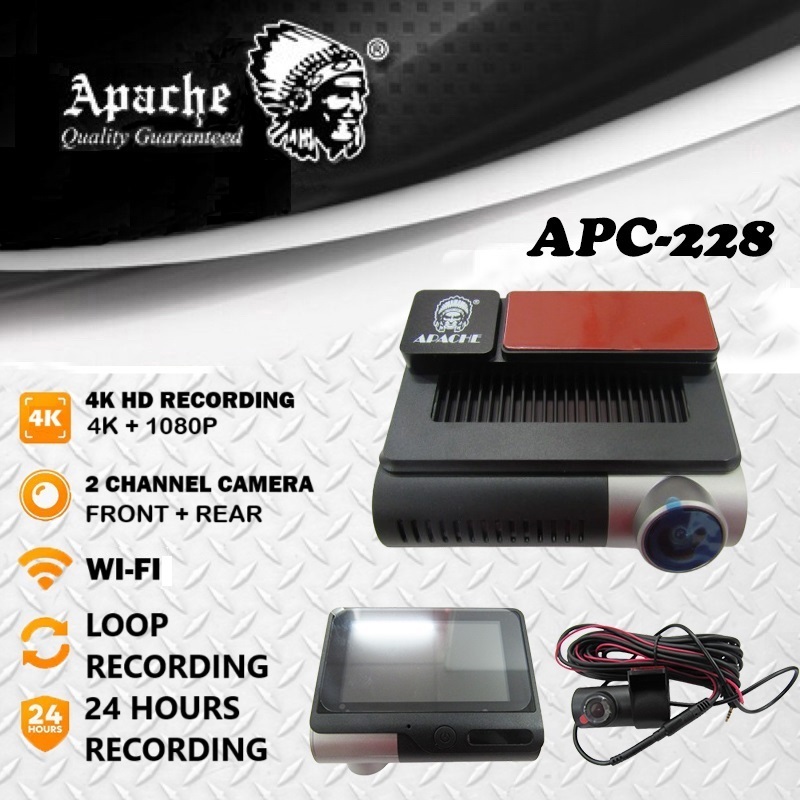 APACHE 4K SONY HD 3" INCH 2 WAY DUAL CHANNEL DVR DASH CAM RECORDER ...